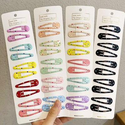 10pcs/set Cute Colorful Star Waterdrop Shape Hair Clips For