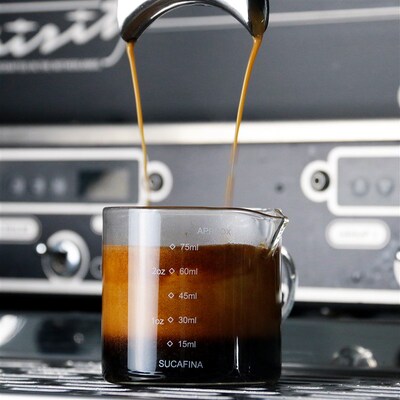 咖啡量杯  浓缩意式咖啡盎司杯 玻璃小奶盅 双嘴 量杯带刻度 毫升