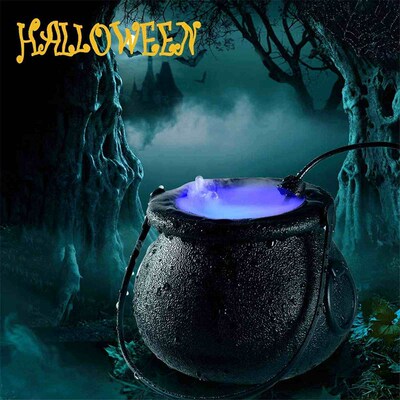 Halloween Witch Pot Mist Maker Fogger,Witch Cauldron Fog Mak