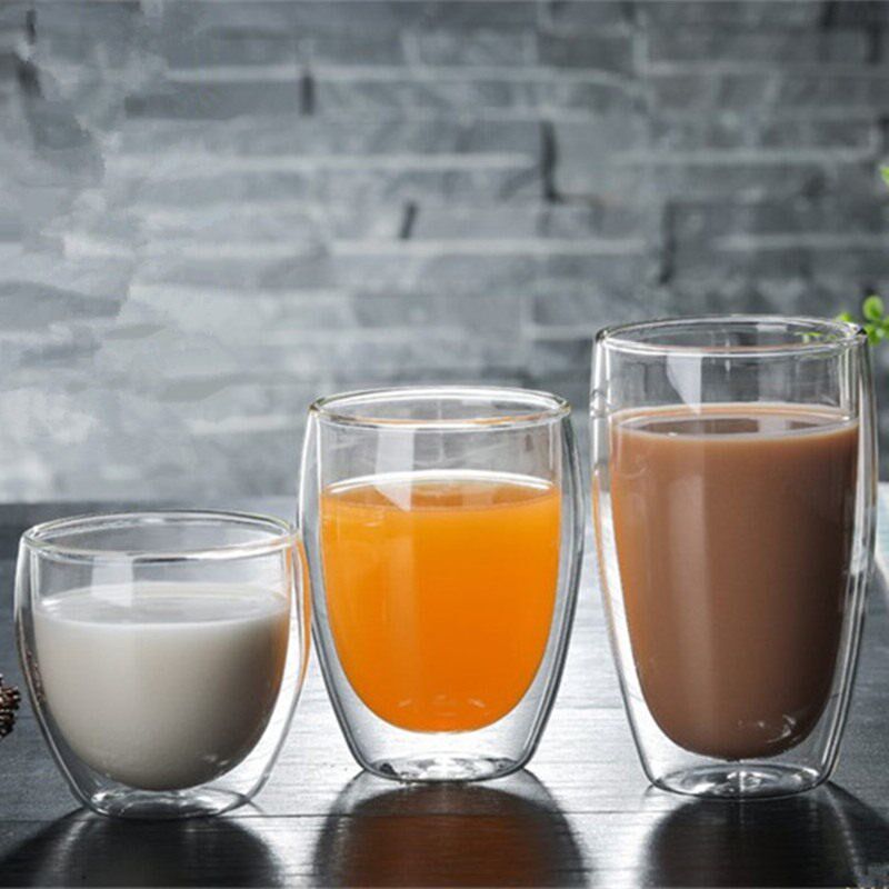 80/250/350/450ml Heat-resistant Double Wall Glass Cup Beer C
