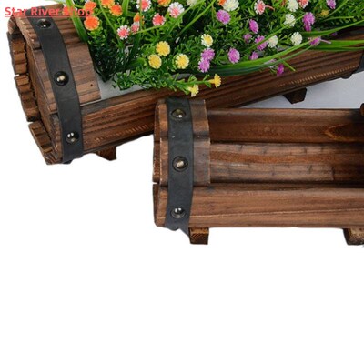 Carbonized Wooden Flower Pot Succulent Plant Potted Planter