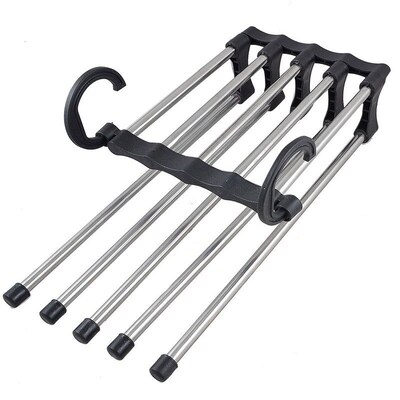 Stainless Steel Multifunction Dual Hooks 5 Ways Pants Trouse