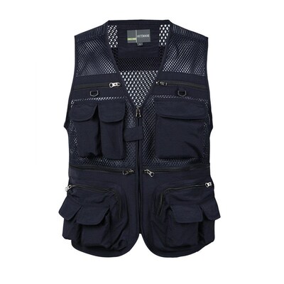 Mens Multi-pocket Plus Size Mesh Plus Size Vest Thin Photog