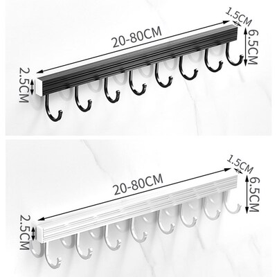 Bathroom Coat Hooks Space Aluminum Wall Hanging Rod Strong