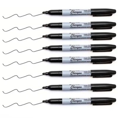 12pcs Black Permanent Marker Pens, Fine Tip, Waterproof, Qui