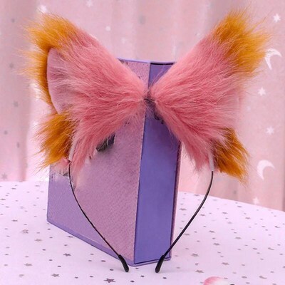 Bando Rambut Telinga Rubah Hewan Berbulu untuk Pesta Cosplay