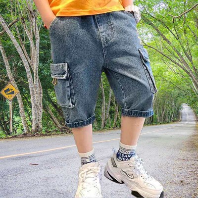 Boys Denim Cropped Pants Summer Medium and Large Childrens