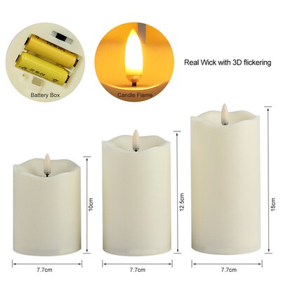 3Pcs/Set Remote Control LED Flameless Candle Lights New Year