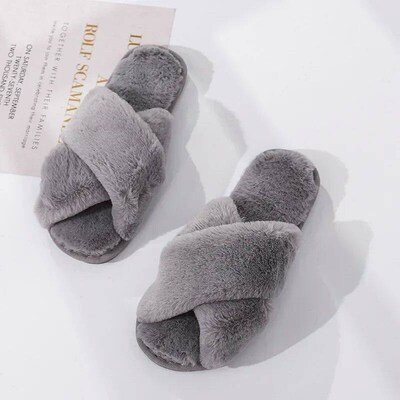 Winter Women House Slippers Faux Fur Fashion Warm Shoes Woma