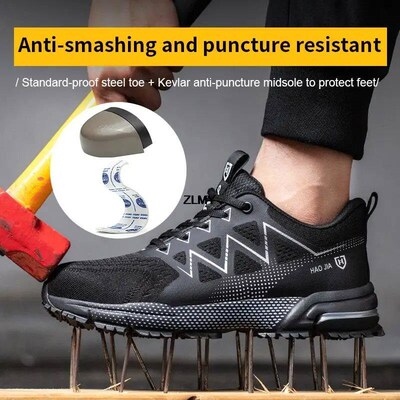 Anti-stab Safety Shoes Men Steel Toe Shoes Puncture Proof Br