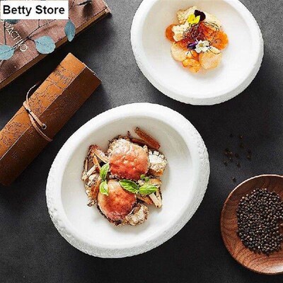 Simple Shaped White Ceramic Dinner Plate Insulation Bowl