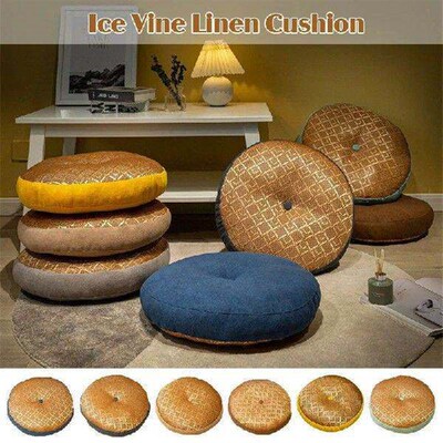 Japane Style Round Floor Cushions Pouf Tatami Mat Rattan