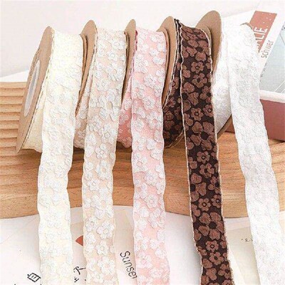 Embossed Flowers Lace Polyester Ribbons For DIY Box