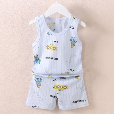 New Summer Children Clothes Set Boys Girls Cartoon Thin Styl