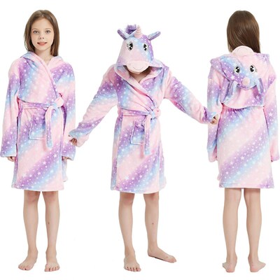 2021 Kids Unicorn Bath Robes Winter Childrens Bathrobe Kigu