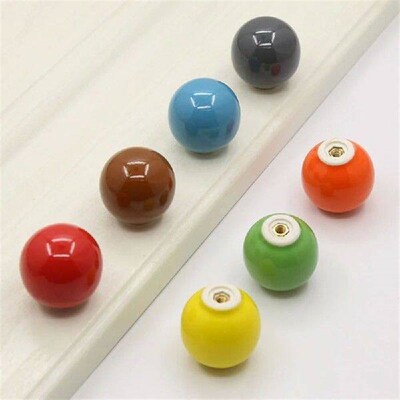 Simple Single Hole Colorful Ceramic Knob Pull Handles Candy