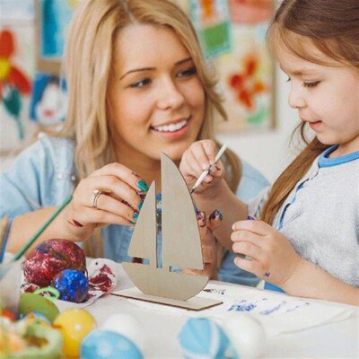 10 Pcs DIY White Embryo Sailboat Kindergarten Craft