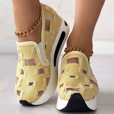 Ladies Summer Fashion Hollowed Out Breathable Thick Bottomin