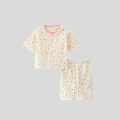 Summer Thin Crinkled Cotton Baby Pure - Cotton Homewear Set
