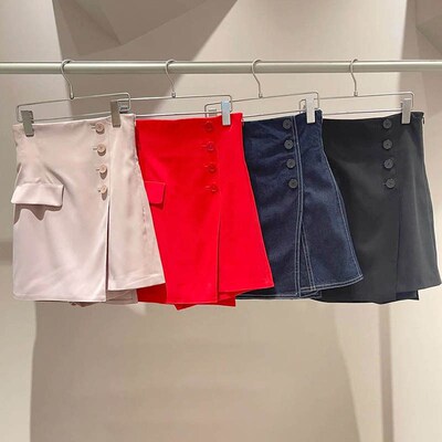 Kuzuwata New Arrival Japanese Mujer Faldas Summer Slit Denim