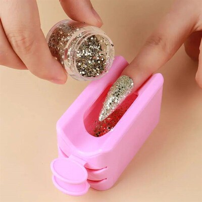 Double Layer Nail Glitter Powder Recycle Box Nail Tool Dust