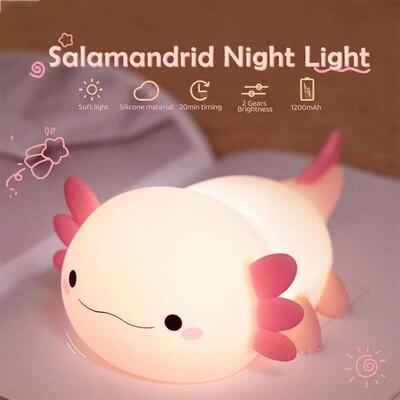 Cute Axolotl Night Light Silicone Nursery Sleeping Lamp Touc