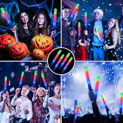 15/30Pcs LED Foam Sticks Flashing Glow Batons Cheer Tube for