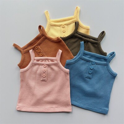 Baby Kids Summer Clothes Sets Waffle Cotton Suits Sleeveless