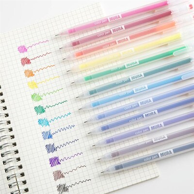 12PCS/Box Color Gel Pen Set Kawaii 0.5mm Ballpoint Pens Scho