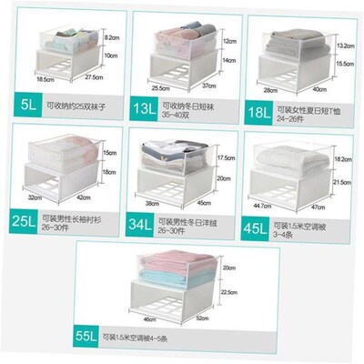 Drawer type storage box plastic transparent wardrobe storage