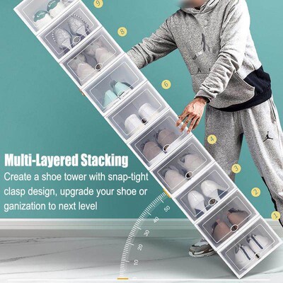 12Pack Shoe Box Storage boxes transparent Shoe Organizers
