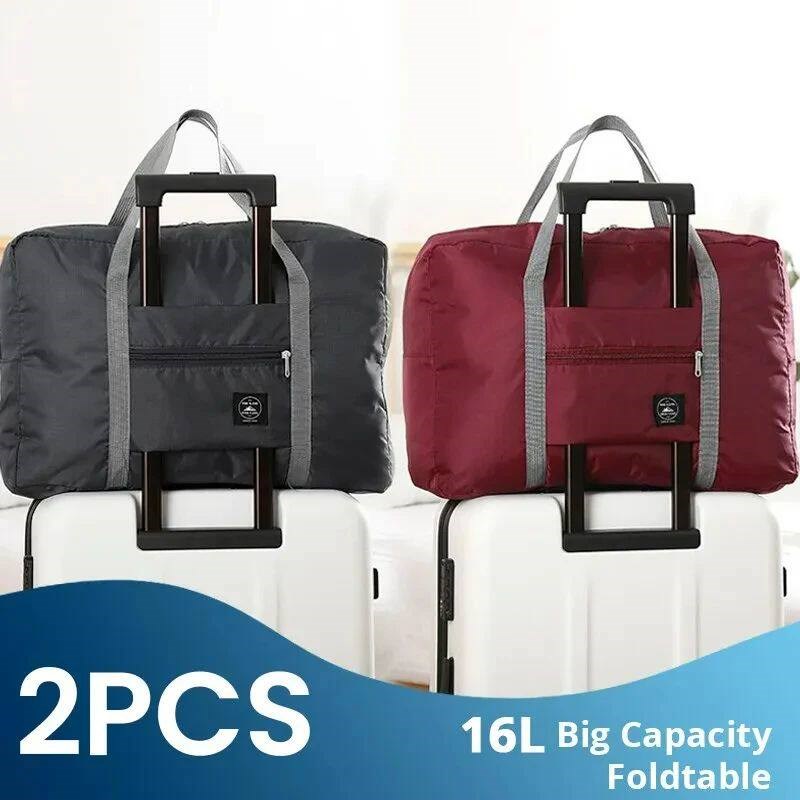 2 Pack Foldable Travel Duffel Bag for Airline Carry on Bag W