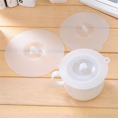 Safe FDA Grade Silicone White Cup Cover Bowl Lid Heat-resist