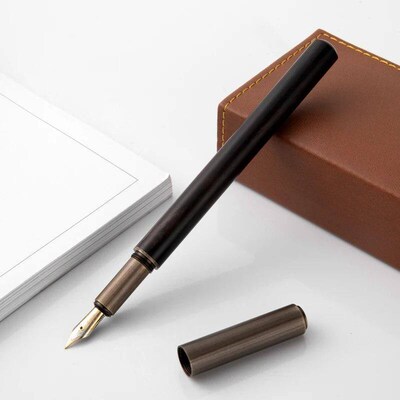 Luxury Retro Wood Bronze Fountain Pen Office Business Writin
