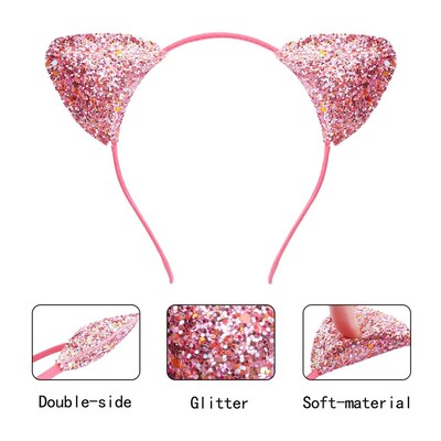 Cat Ears Headband Reversible Shiny Cute Cartoon Ear Hoops Bl