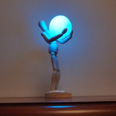 梧棣木人创意小夜灯木人木头人夜灯桌面摆件