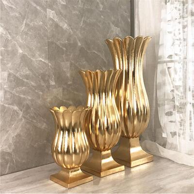 欧式inJY33093s业金箔色化镁落地大花瓶娱乐摆会所商街婚氧庆前台