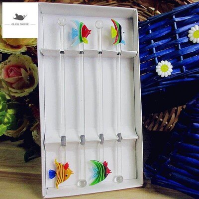 Marine animals Figurines Cocktail Wine Glass Stirring Sticks