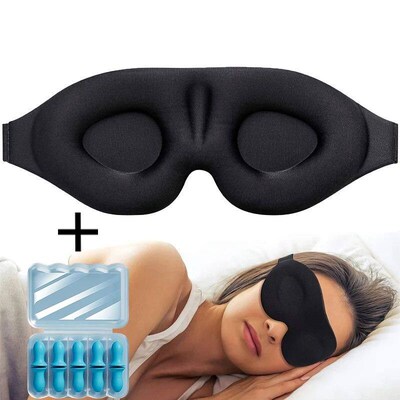 3D Contour Cup Sleep Mask With Noise Ear plug, Light Blockin