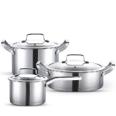 3pcs 430 Stainless Steel Pot Set Thickened Multilayer