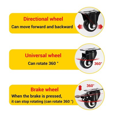 2-4pcs/lot Furniture Casters Wheels PP Swivel Caster Black R