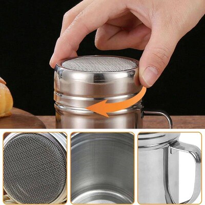 Flour Shakers with Handle Stainless Steel Container Sifter S