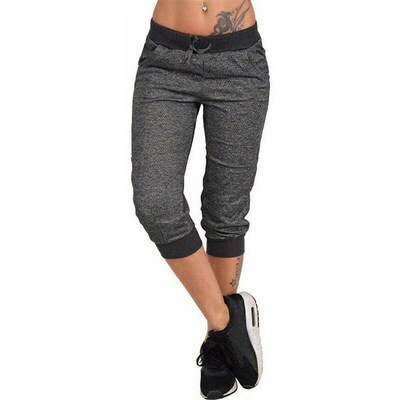 Summer 2024 cropped Harem pants elasticated lace-up leg stra