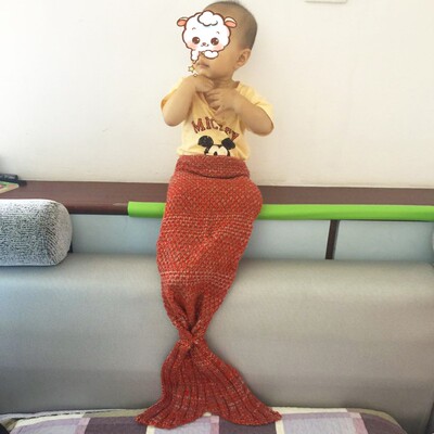 Mermaid Tail Blanket Yarn Knitted Handmade Crochet Mermaid B