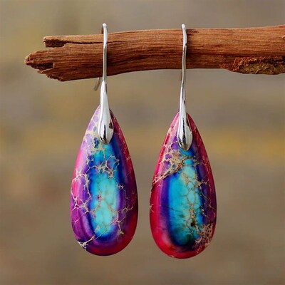 Bohemian Emperor Stone Geometric Pendant Earring Popular Nat