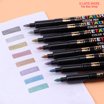 8pc set metalli color Pen Art Marker brush pen mark write St