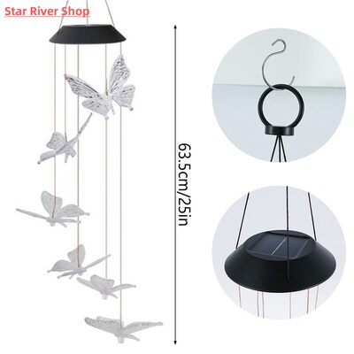 Solar Wind Chimes Light Garden Butterfly Solar Lights 120mAh