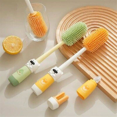 Four-in-One Long Handle Silicone Bottle Brush Milk Bottle