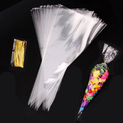 20/50pcs Rabbit Gift Bags Cones Transprant Plastic Bag Carro