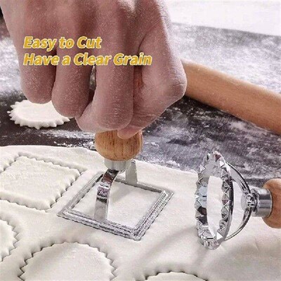 Ravioli Pasta Cutter Set, Ravioli Stamp Maker with Wooden
